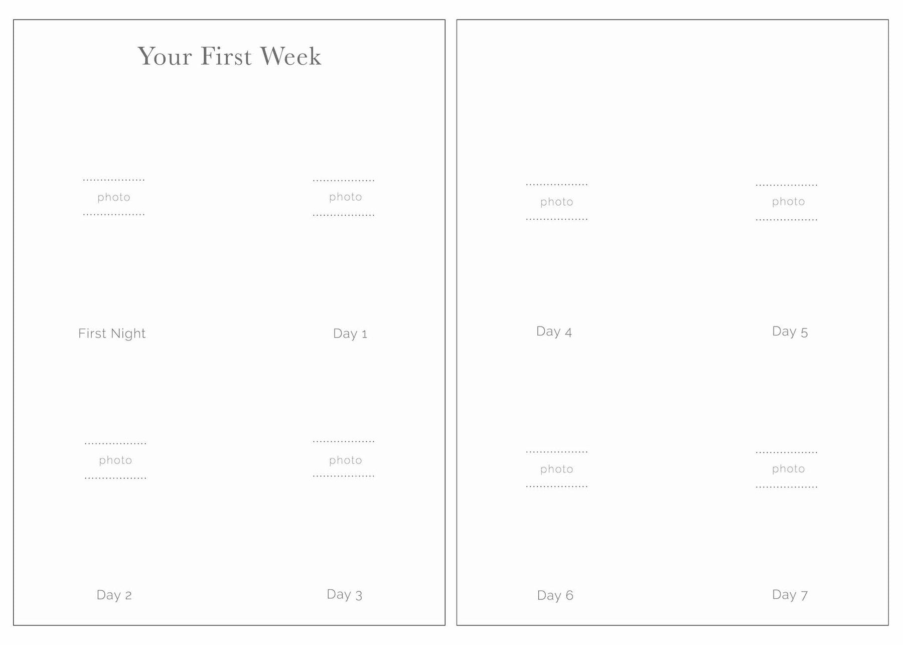 First Week Pages for Spiral Baby Book Only