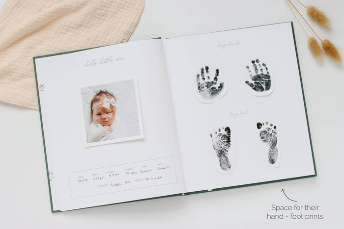Linen Baby Book - Document Baby's First Year