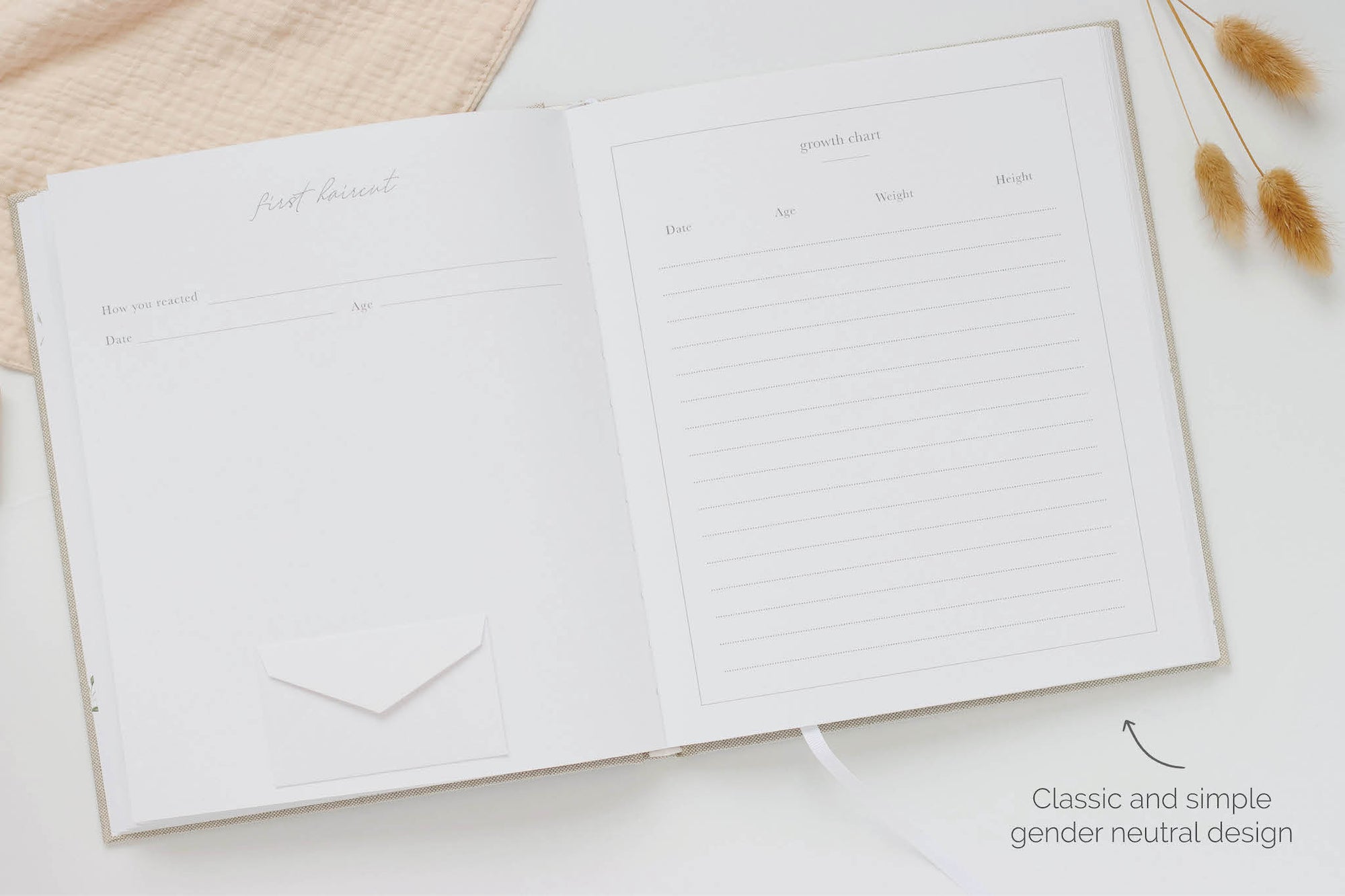 Linen Baby Book - Newborn Keepsake Journal