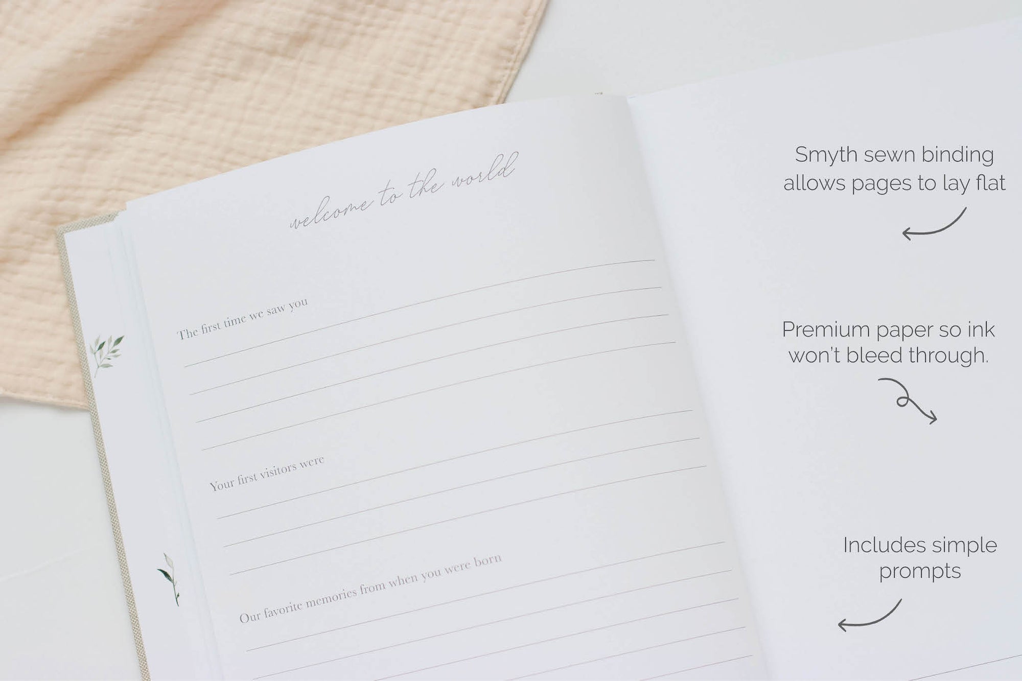 Linen Baby Book - Newborn Memory Book