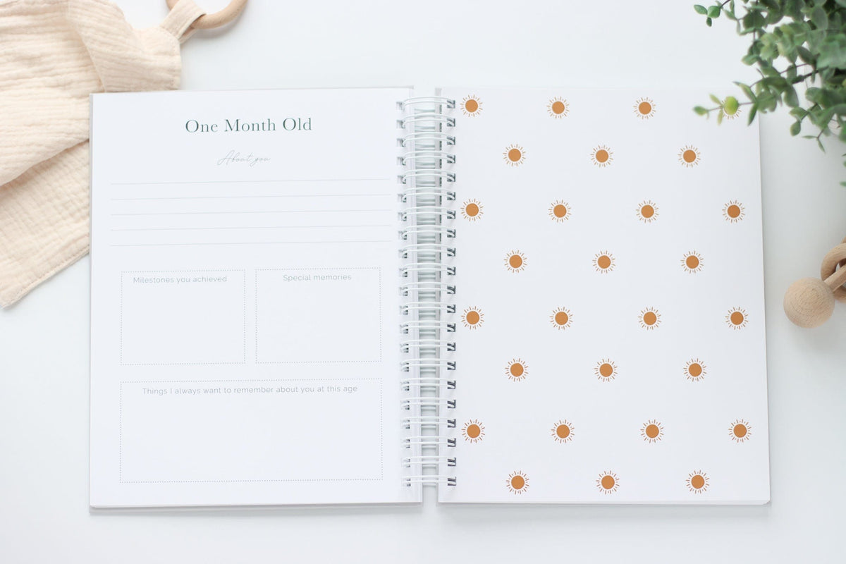 Sunshine Baby Book - A modern keepsake journal for baby boys and girls