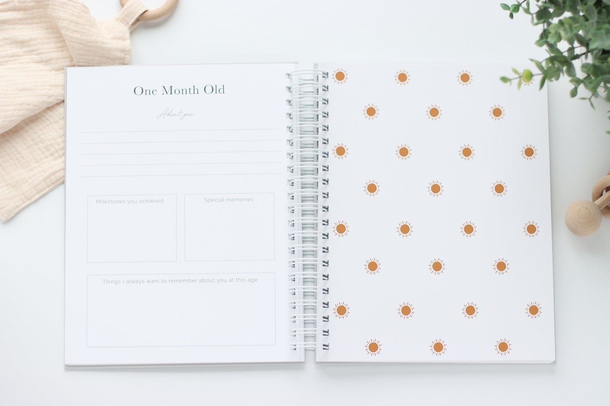 Sunshine Baby Book - A modern keepsake journal for baby boys and girls