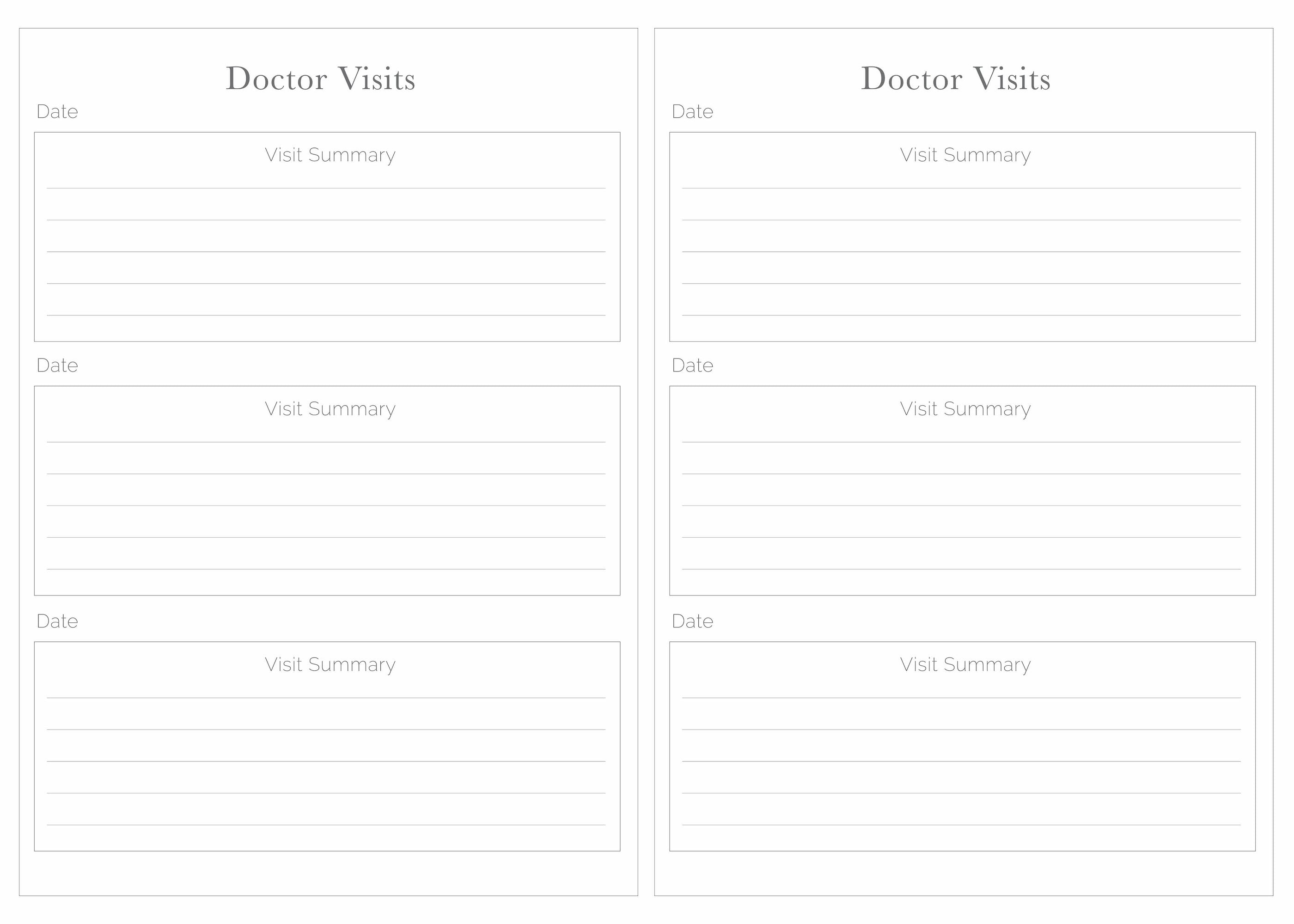 Doctor Visit Pages for Spiral Baby Book Only