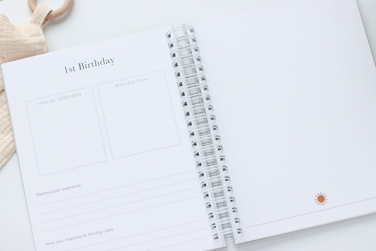 Sunshine Baby Book - A modern keepsake journal for baby boys and girls